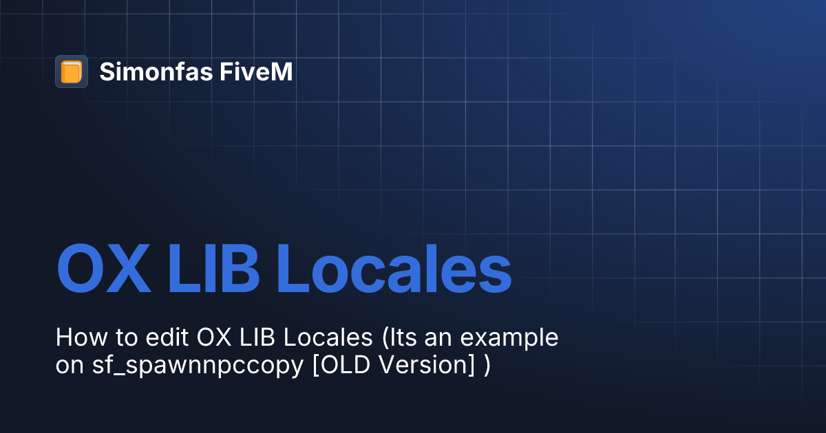 OX LIB Locales | Simonfas FiveM